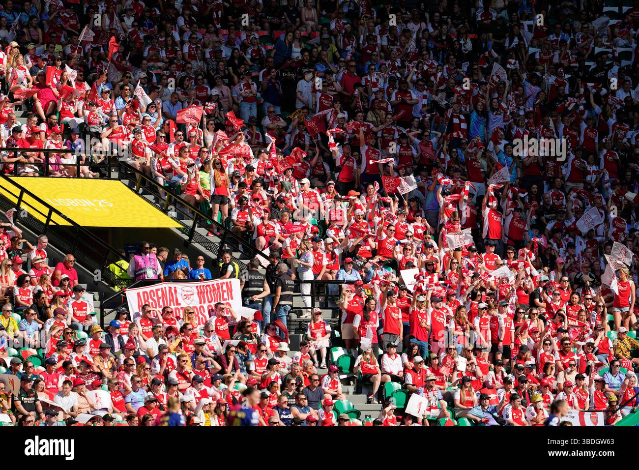 Arsenal supporters cheer at the stand during the women's Champions ...