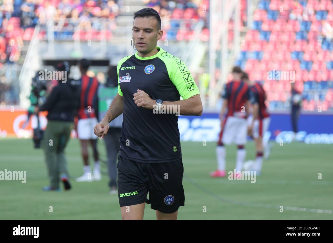 Bologna, Italia. 24th May, 2025. the referee mr. Marco Monaldi warms up ...