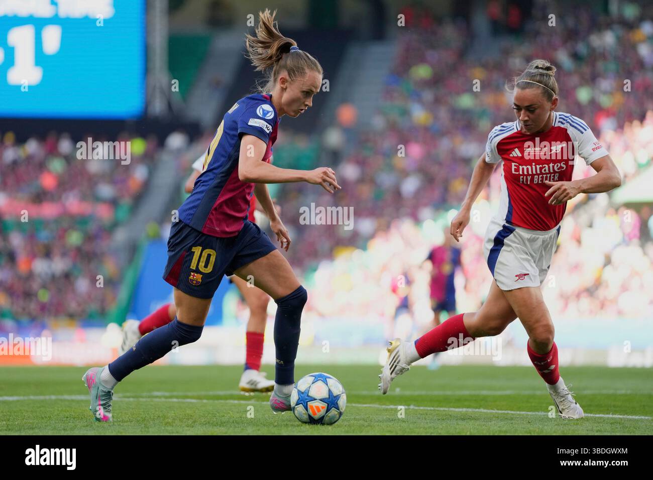 Barcelona's Caroline Graham Hansen, front, controls the ball during the ...