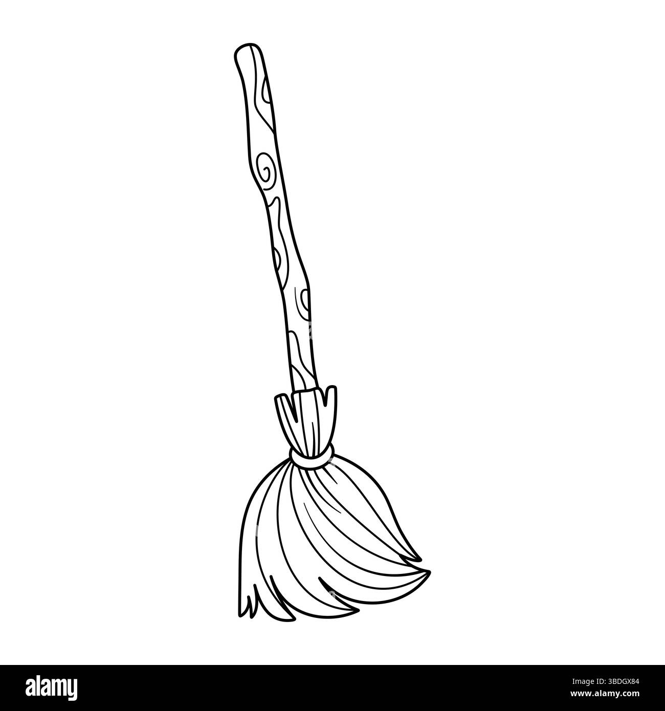 Witches Broom Outline Vector Illustration. This is a black and white ...