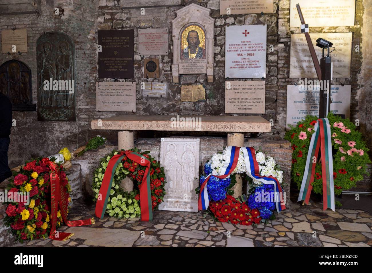 May 24, 2025, Rome, Italy: In the center, the floral tributes of Russia ...