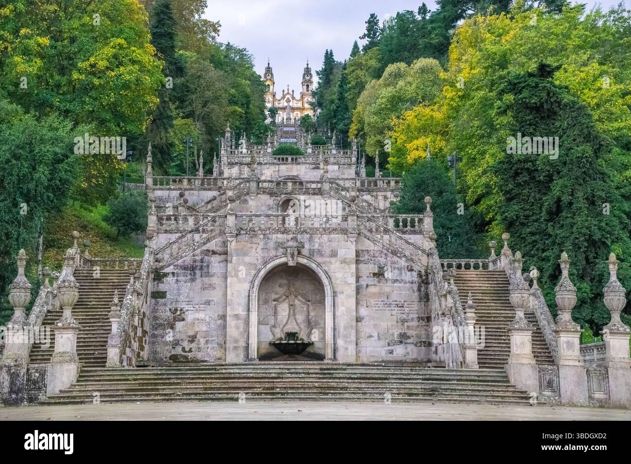 The grand baroque staircase leading up to the Santuario de Nossa Senhora dos Remedios in Lamego ...