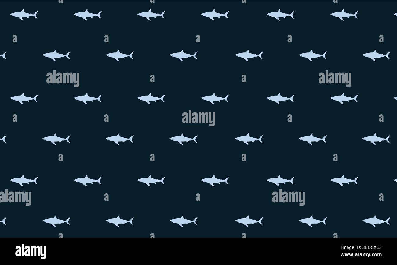 Seamless Shark Pattern Design Ocean Blue Background Textile Fabric ...
