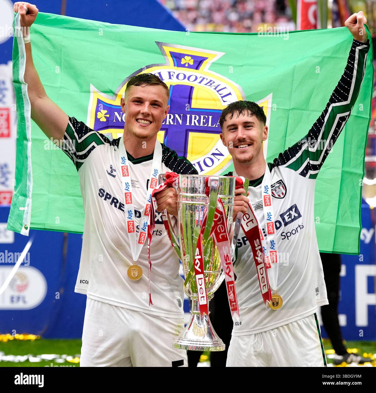 Sunderland's Danny Ballard and Leo Fuhr Hjelde celebrate promotion to ...