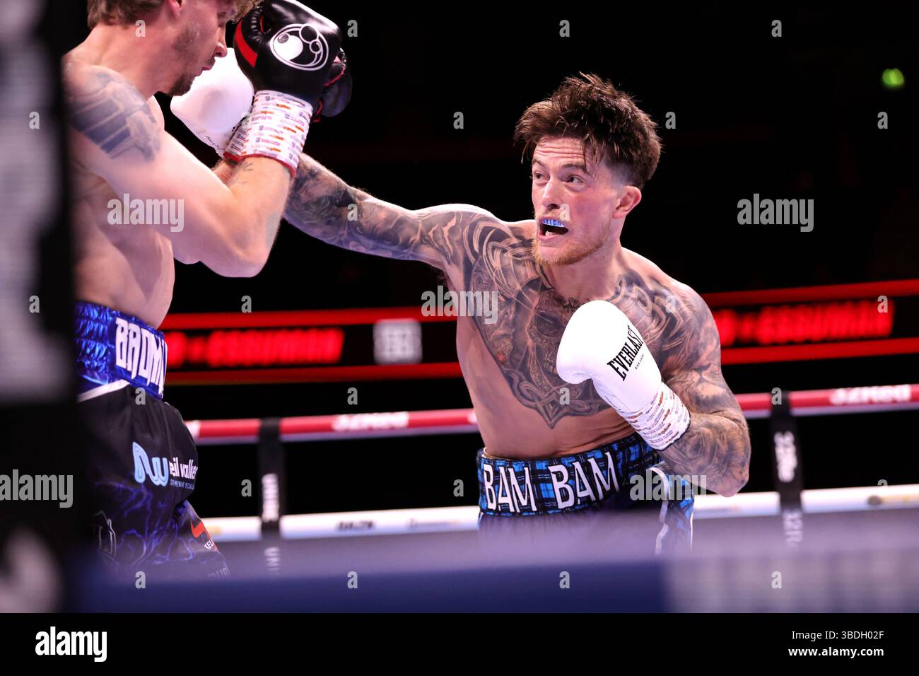 Reece Porter (right) in action against Aston Brown in the middleweight ...