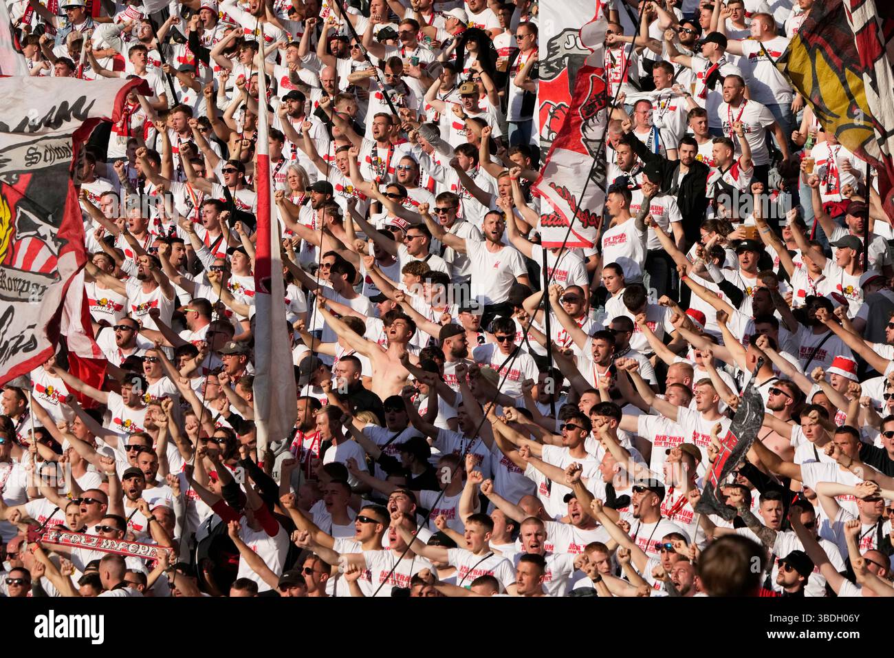 VfB Stuttgart fans cheer ahead of the German soccer cup, DFB Pokal ...