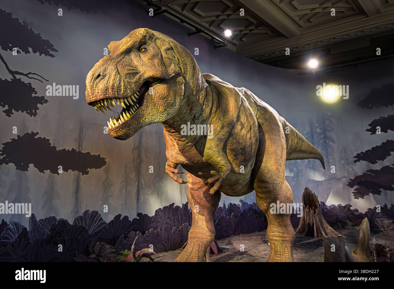 London, England-April 20, 2025: Tyrannosaurus Rex - A life-sized ...