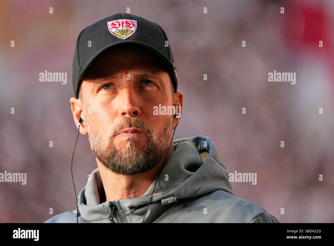 Stuttgart's head coach Sebastian Hoeness looks on ahead of the German ...