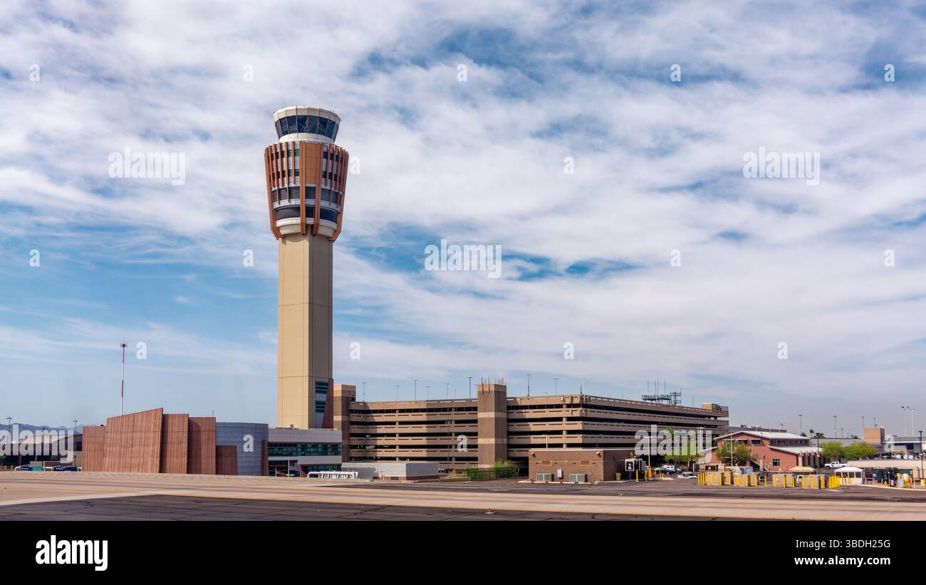 Phoenix, AZ - March 31, 2025: Airport Traffic Control Tower (ATCT) and ...