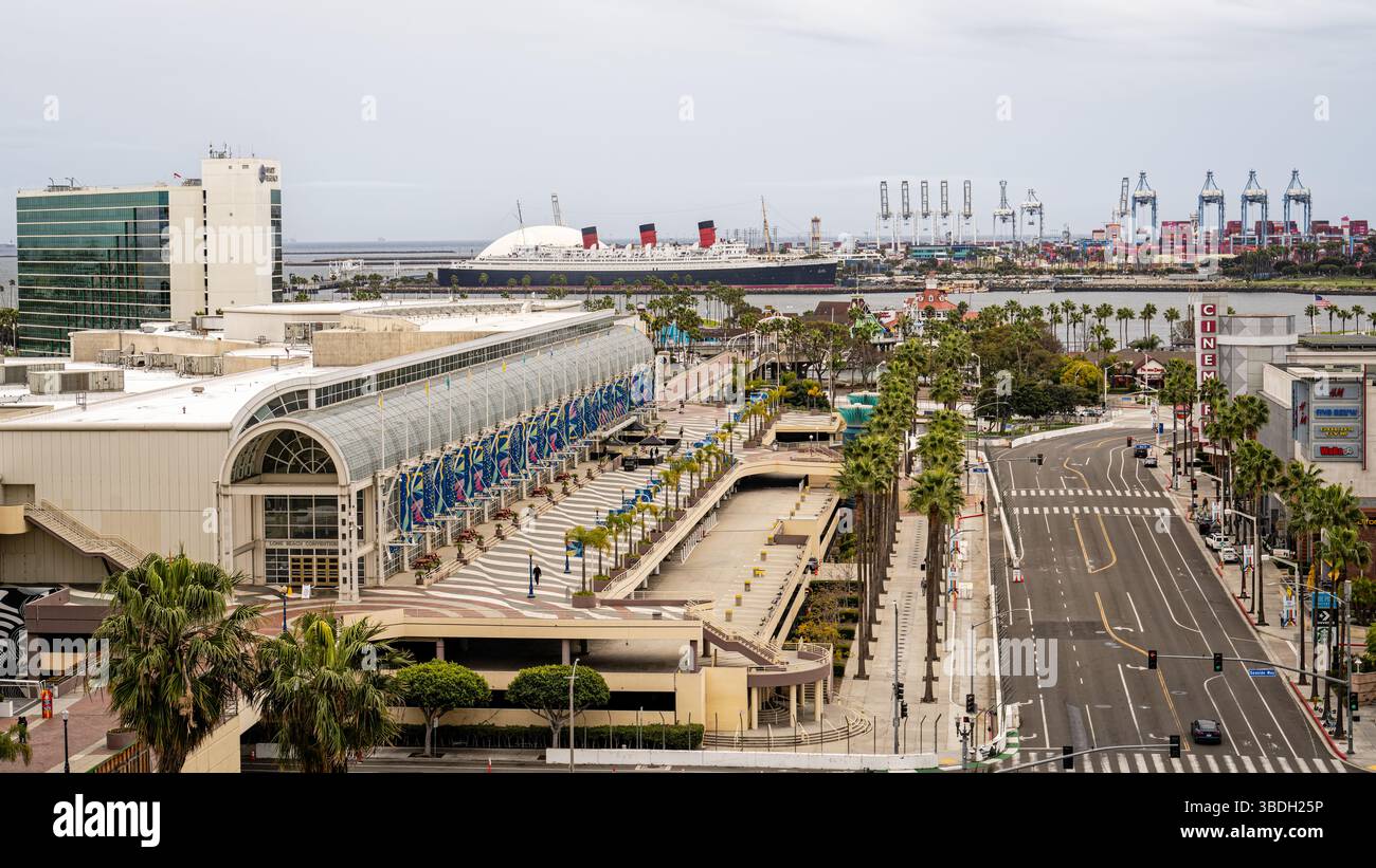 Long Beach, CA - March 12, 2025:View of Long Beach waterfront with ...