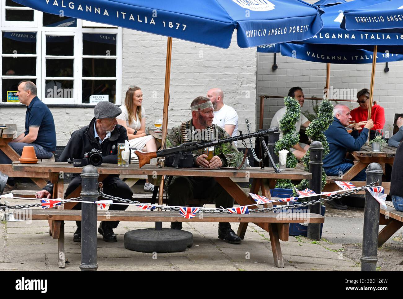 The Ironbridge WWII Weekend with man with machine gun dressed as German ...