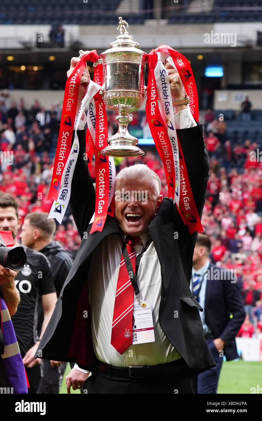 Aberdeen Chairman Dave Cormack with the trophy after the Scottish Gas ...