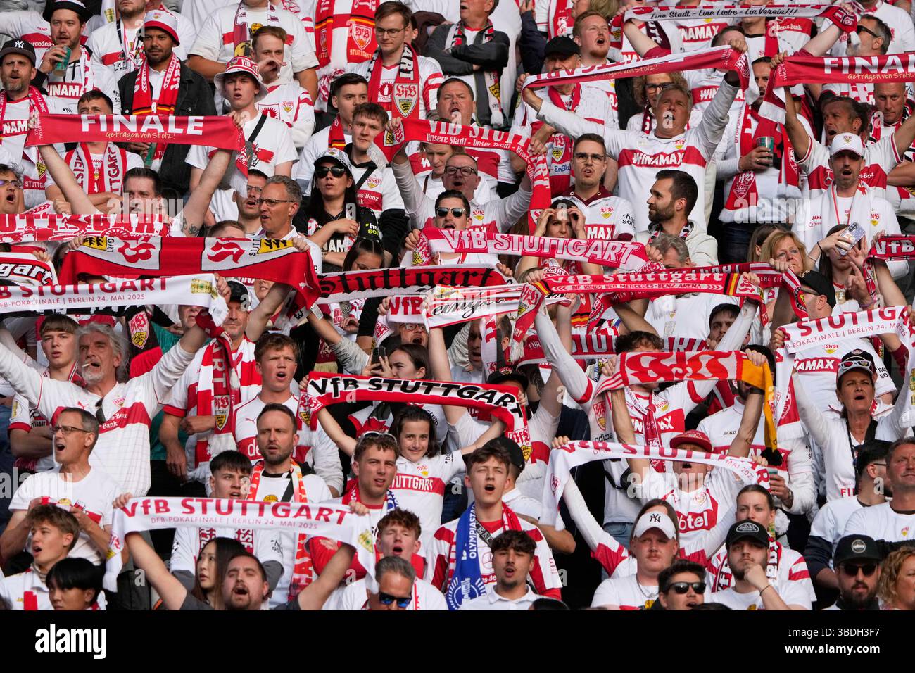 VfB Stuttgart fans cheer ahead of the German soccer cup, DFB Pokal ...