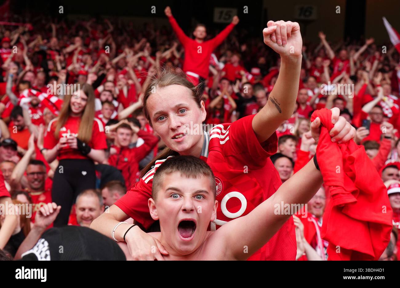 Aberdeen fans celebrate in the stands after the Scottish Gas Men's ...