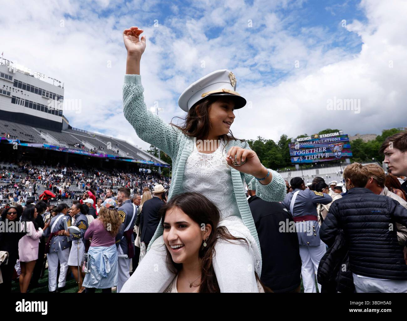 West Point, United States. 24th May, 2025. Children wear the hats of ...