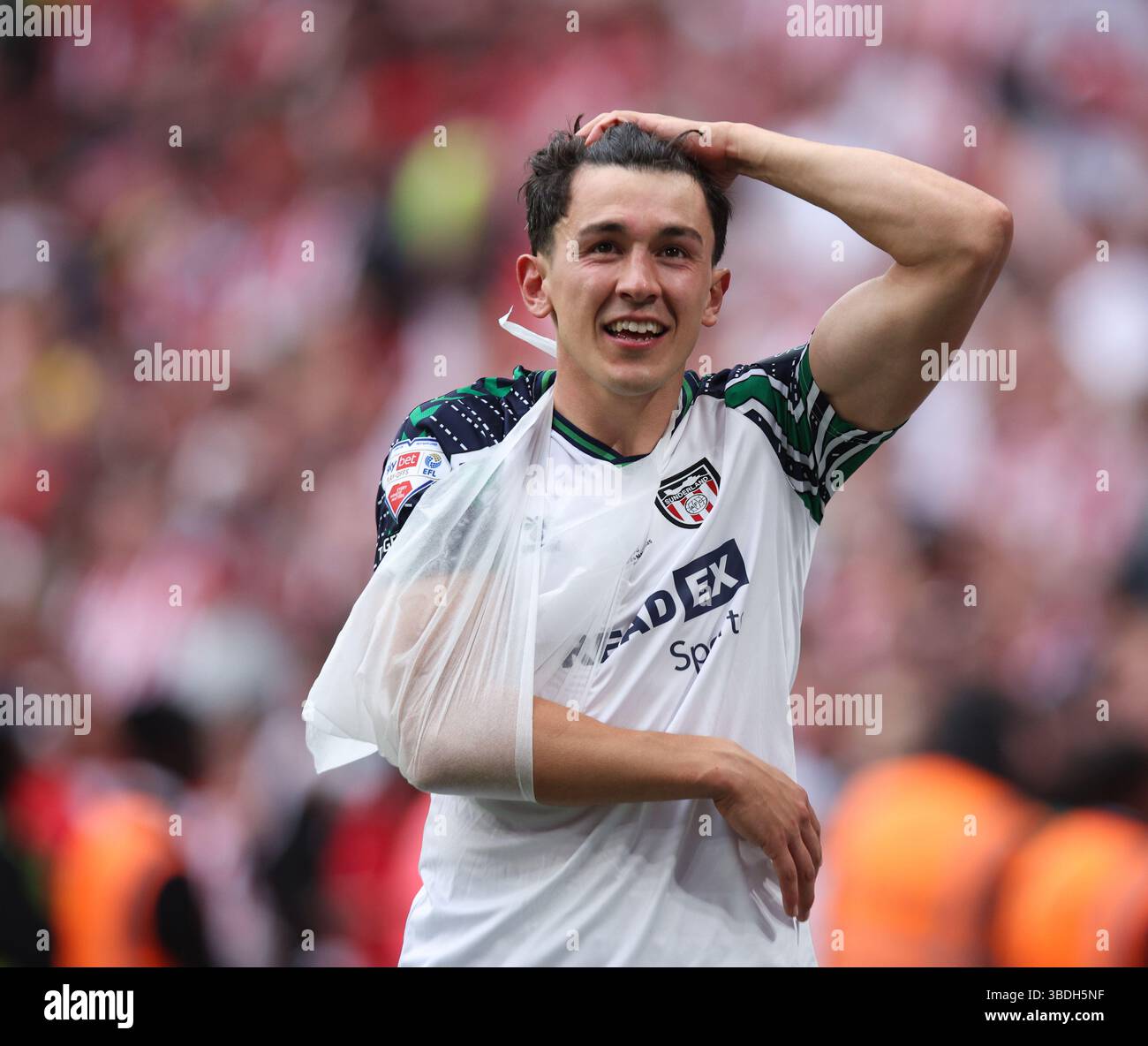 LONDON, UK - 24th May 2025: Luke O’Nien of Sunderland AFC reacts after ...