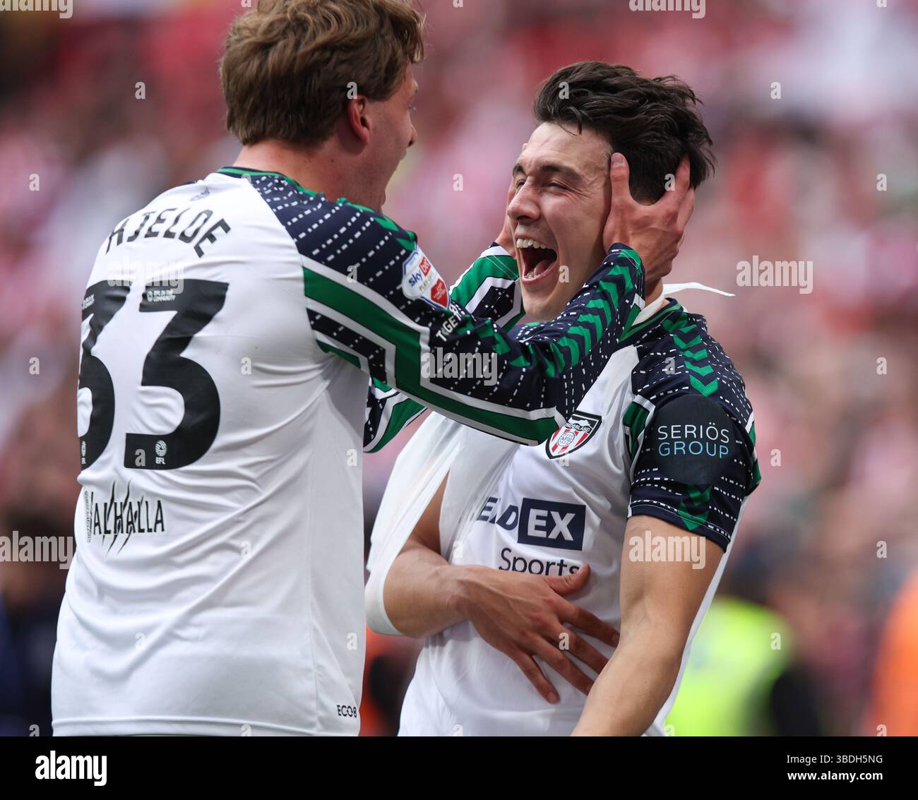 LONDON, UK - 24th May 2025: Luke O’Nien of Sunderland AFC celebrates ...