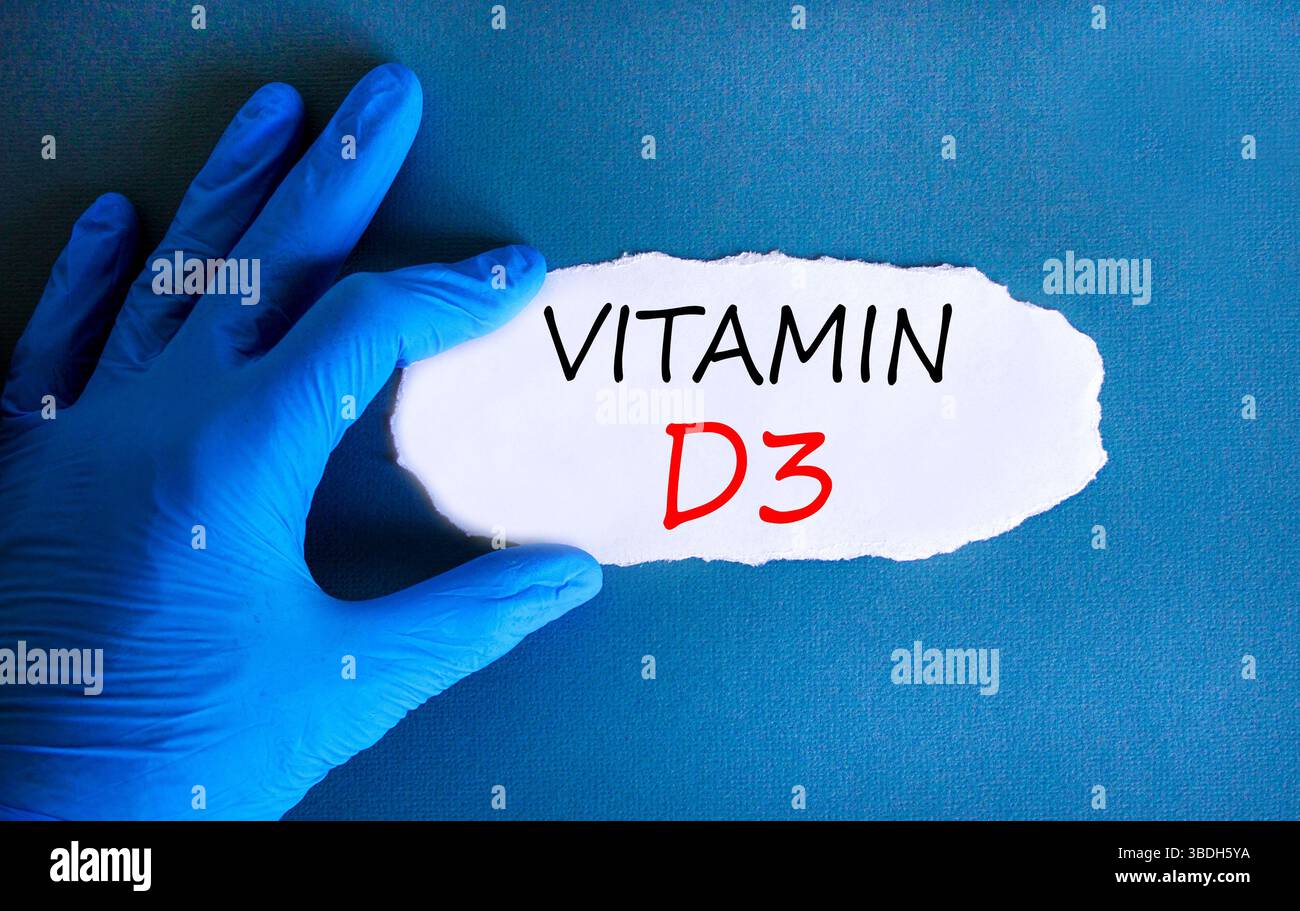 Vitamin D3 symbol. Concept words Vitamin D3 on beautiful white paper ...
