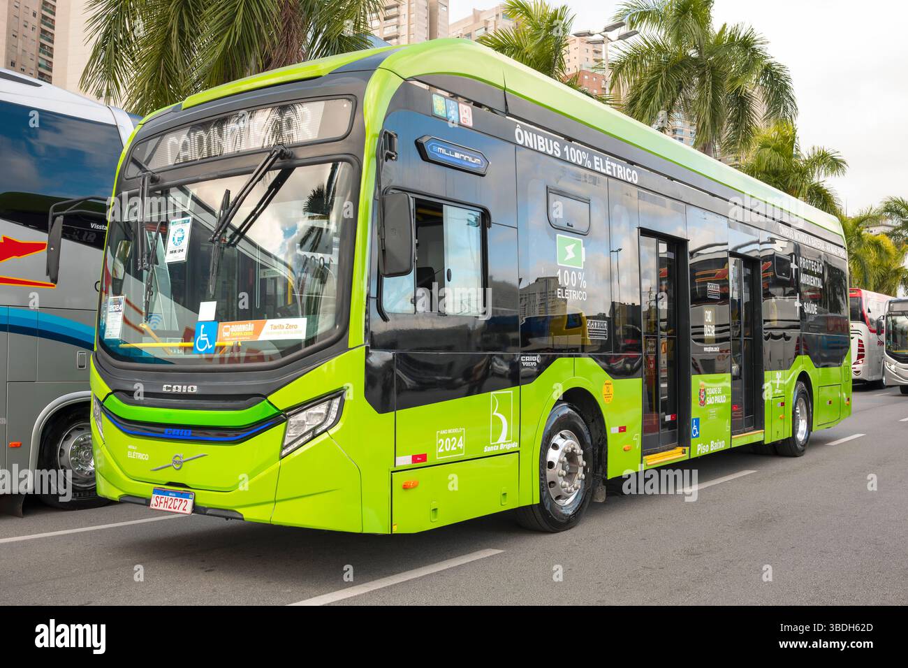 Caio E-Millennium Volvo BZL 2023 bus on exhibition at Bus Brasil Fest 2024 show Stock Photo - Alamy