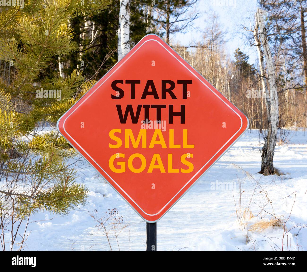 Start with small goals symbol. Concept words phrase Start with small ...