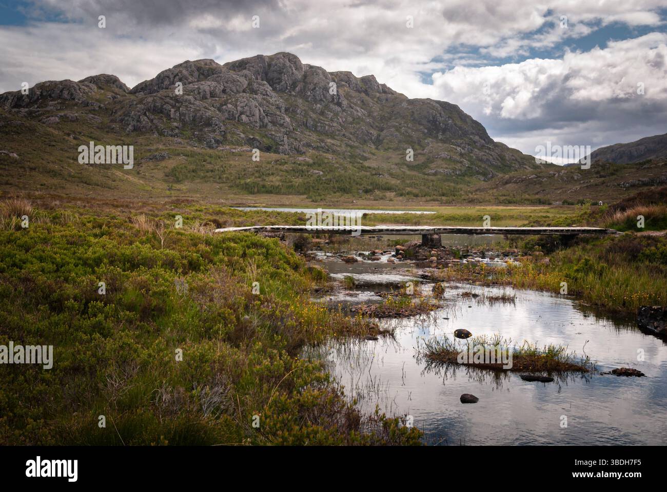 A summer HDR image of the footbridge at the start of the Bad na Sgalag ...
