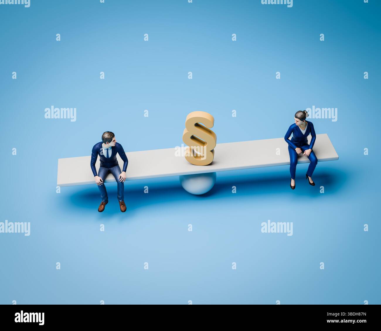 Gender equality / equal rights concept: A man and a woman figurine in ...