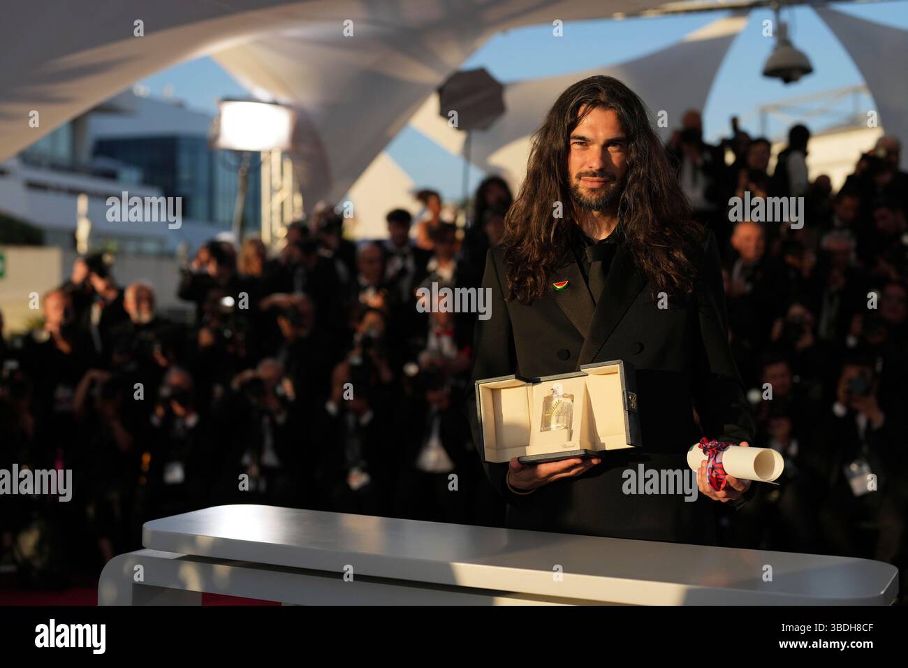 Director Oliver Laxe, winner of the jury prize for 'Sirat', poses for ...