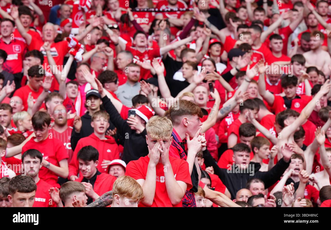 Aberdeen fans celebrate in the stands after the Scottish Gas Men's ...