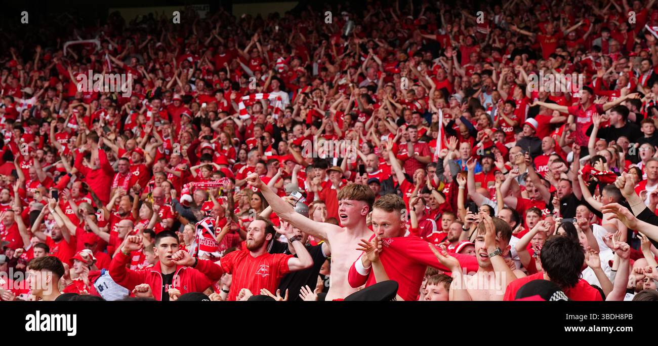 Aberdeen fans celebrate in the stands after the Scottish Gas Men's ...
