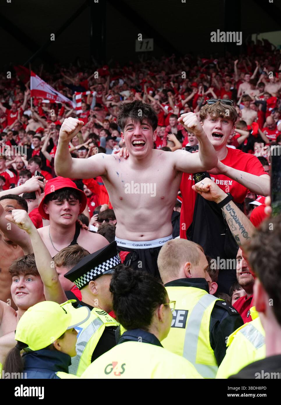 Aberdeen fans celebrate in the stands after the Scottish Gas Men's ...
