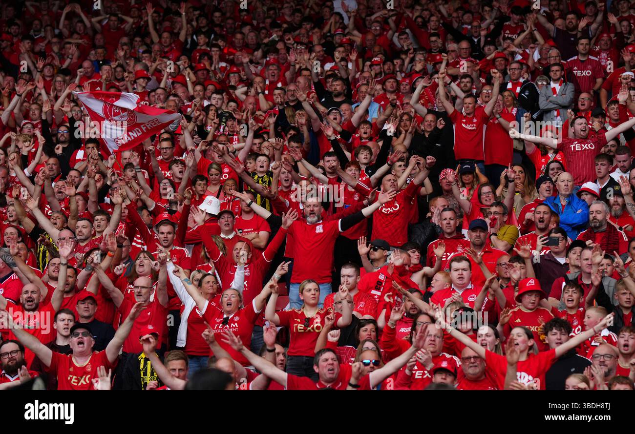 Aberdeen fans celebrate in the stands after the Scottish Gas Men's ...