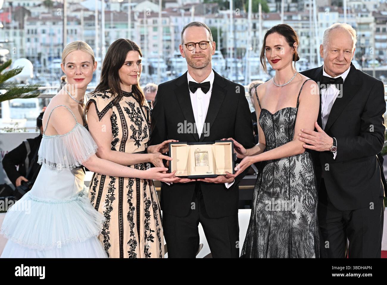 Norwegian director and screenwriter Joachim Trier (C) poses with (from L) US actress Elle ...