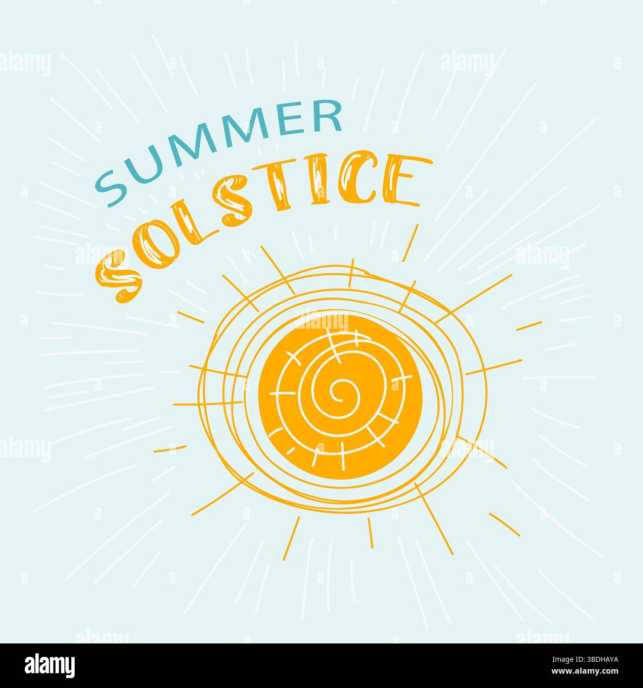 Abstract hand draw minimal summer solstice banner. Vector illustration ...