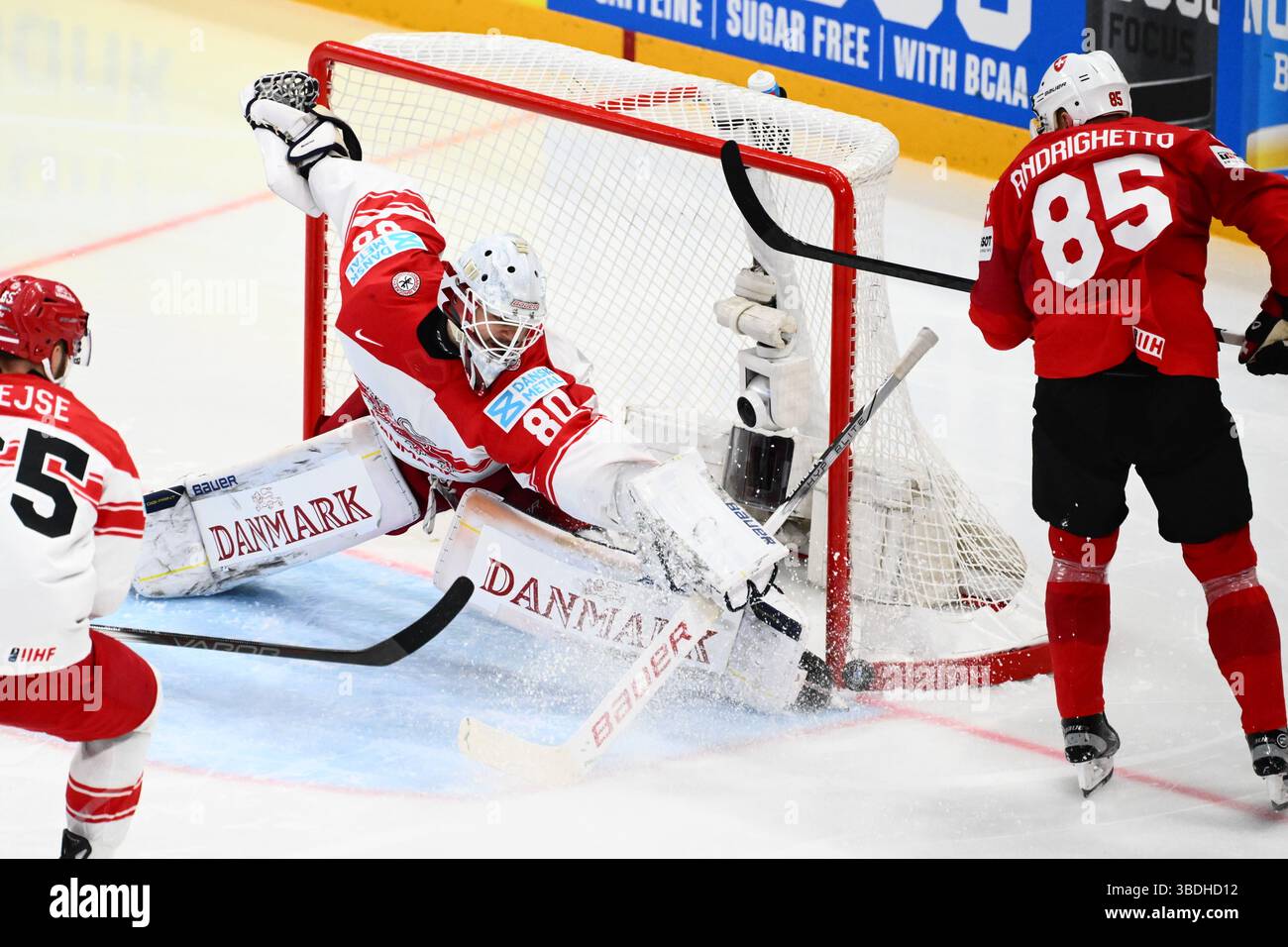 Stockholm, Sweden. 24th May, 2025. Goalie of Denmark Frederik Dichow Nissen in action during the ...