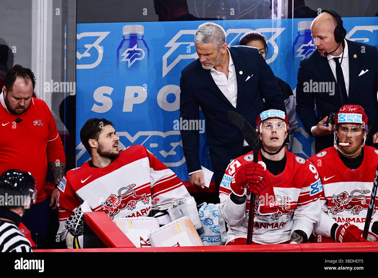 Stockholm, Sweden. 24th May, 2025. Denmark's goalkeeper Frederik Dichow and Denmark's head coach ...