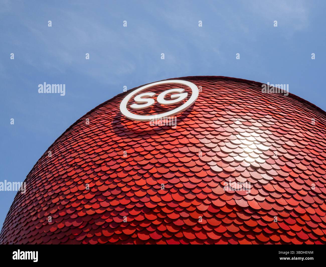 Detail of the red dome of the Singapore Pavilion at the Expo 2025 Osaka ...