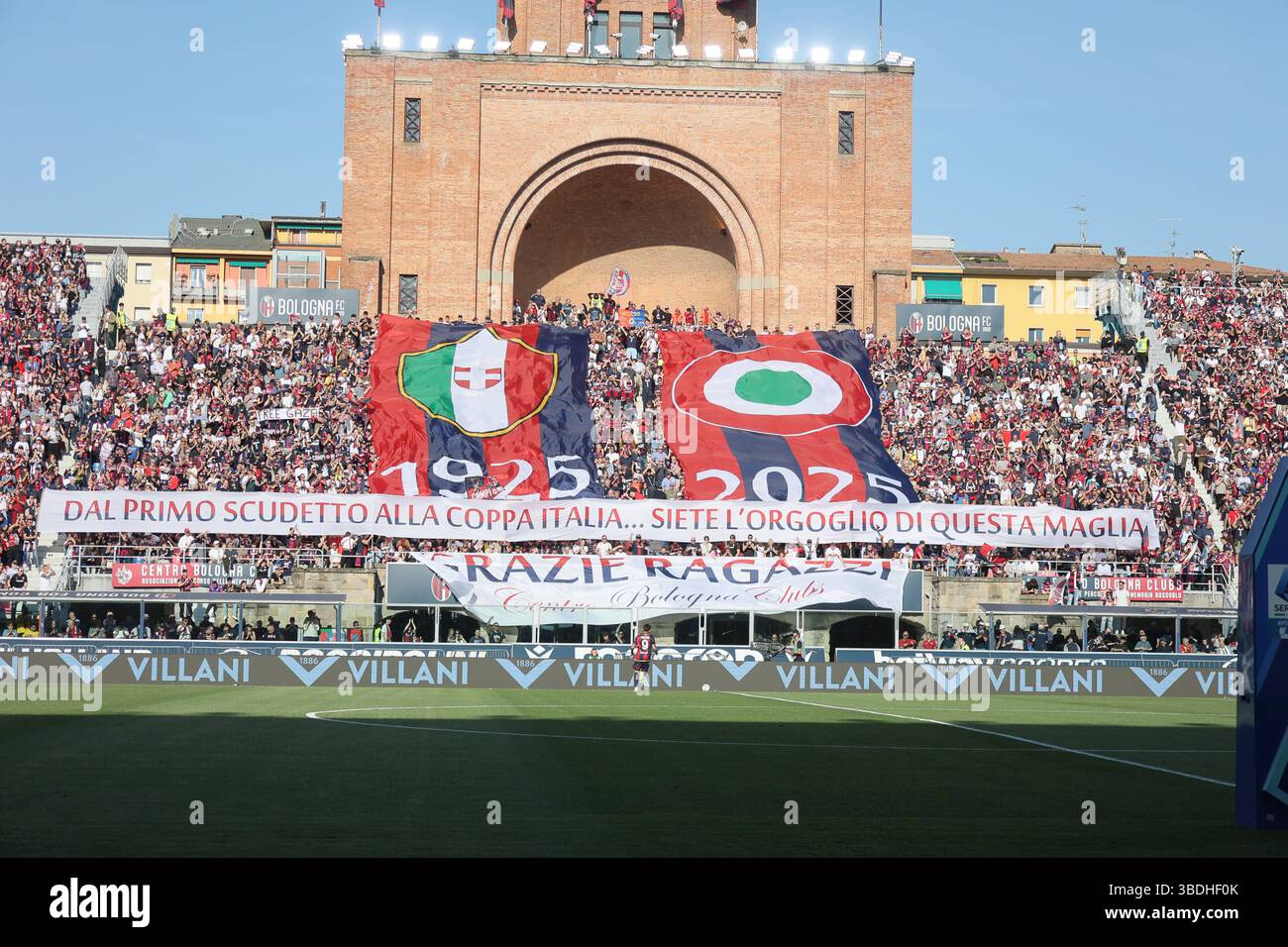 Bologna, Italia. 24th May, 2025. supporters of Bologna show a banner during the Italian Enilive ...
