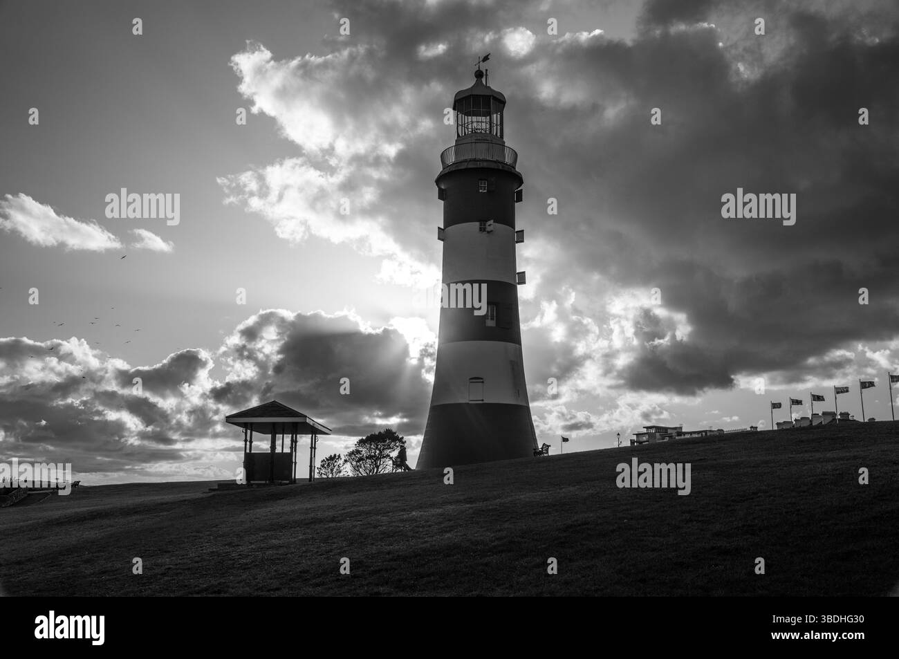 Smeaton's Tower is a redundant lighthouse, Plymouth Hoe, Devon Stock ...