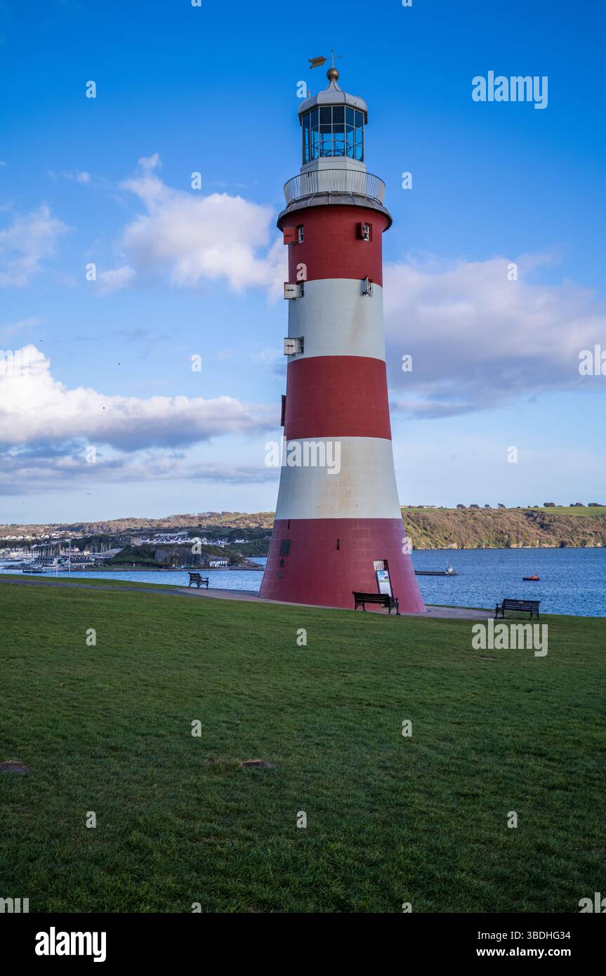 Smeaton's Tower is a redundant lighthouse, Plymouth Hoe, Devon Stock ...