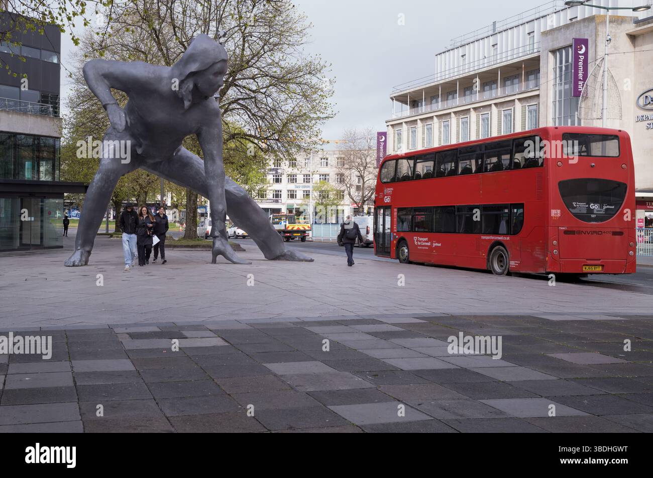 The statue outside Theatre Royal Plymouth is called Messenger. It is a ...