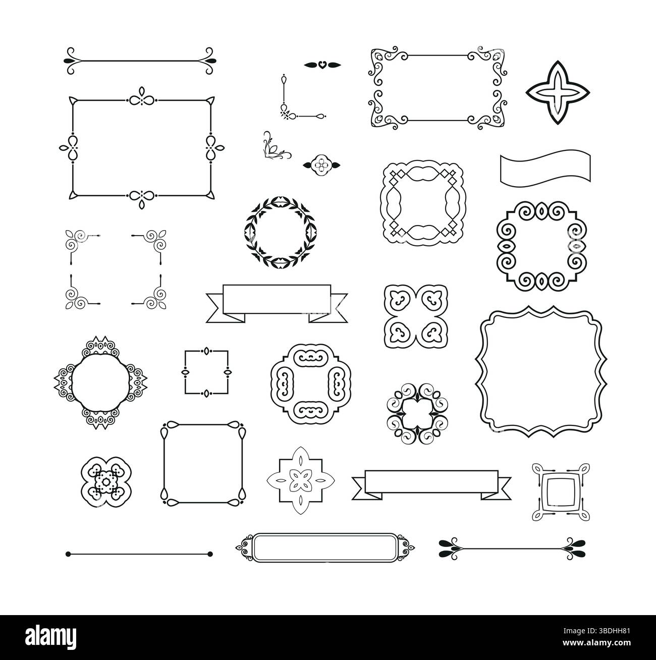 Set of Decorative frames and borders, text frames on a white background ...