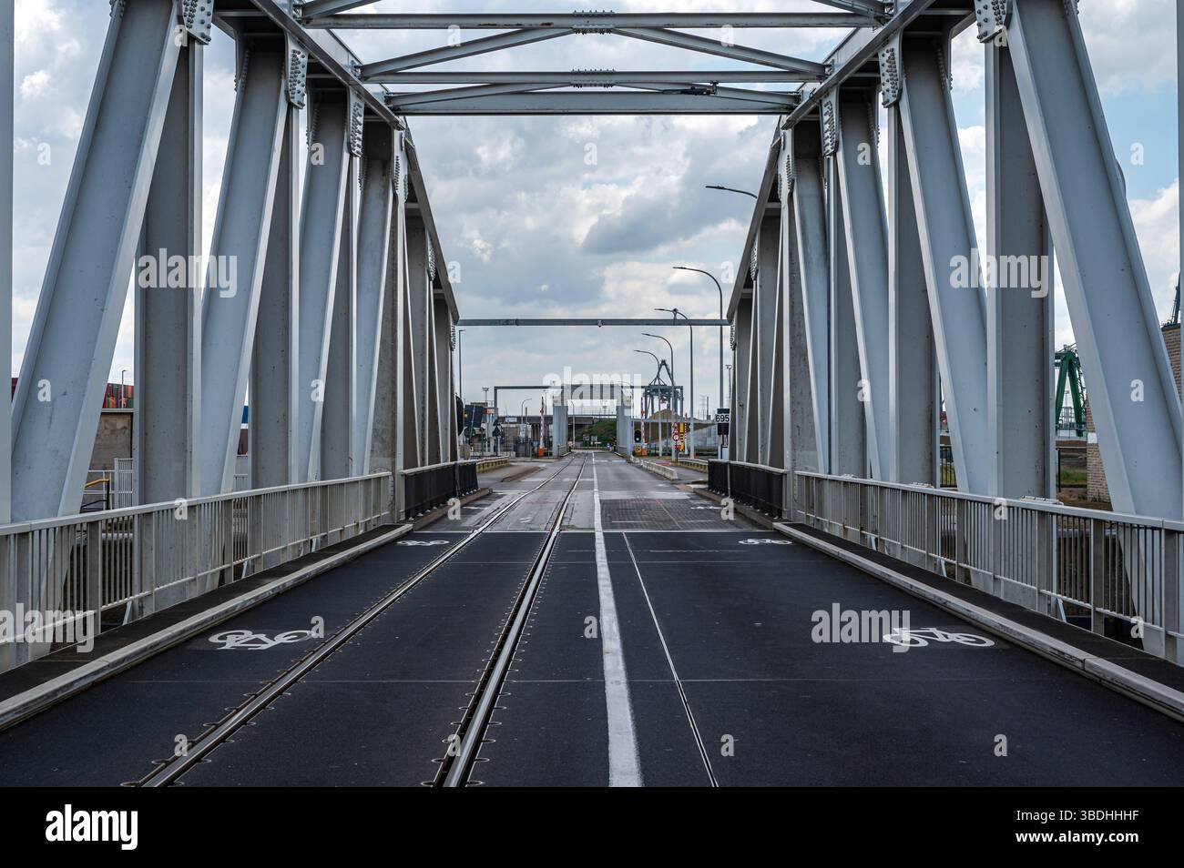 The Frederik Hedrikbrug bridge over the Scheldt Rhine canal with a lock ...