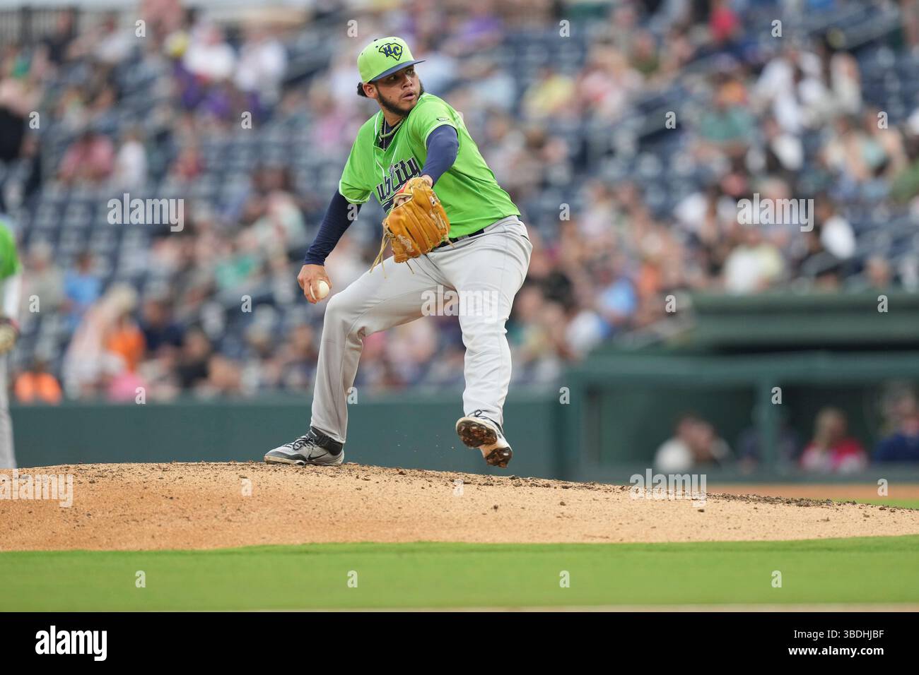 Starting pitcher David Davalillo (77) of the Hub City Spartanburgers ...