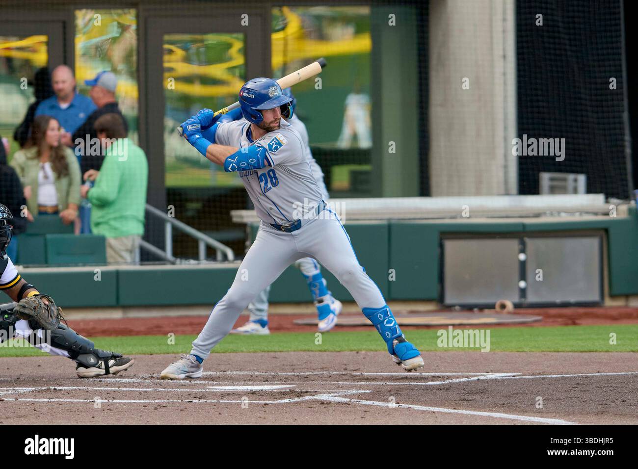 Tyler Gentry (28) of the Omaha Storm Chasers at bat against the Salt ...