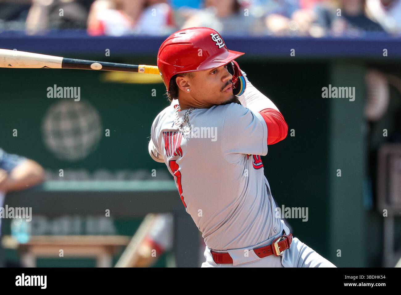 May 18, 2025: St. Louis Cardinals shortstop Masyn Winn (0) bats against ...