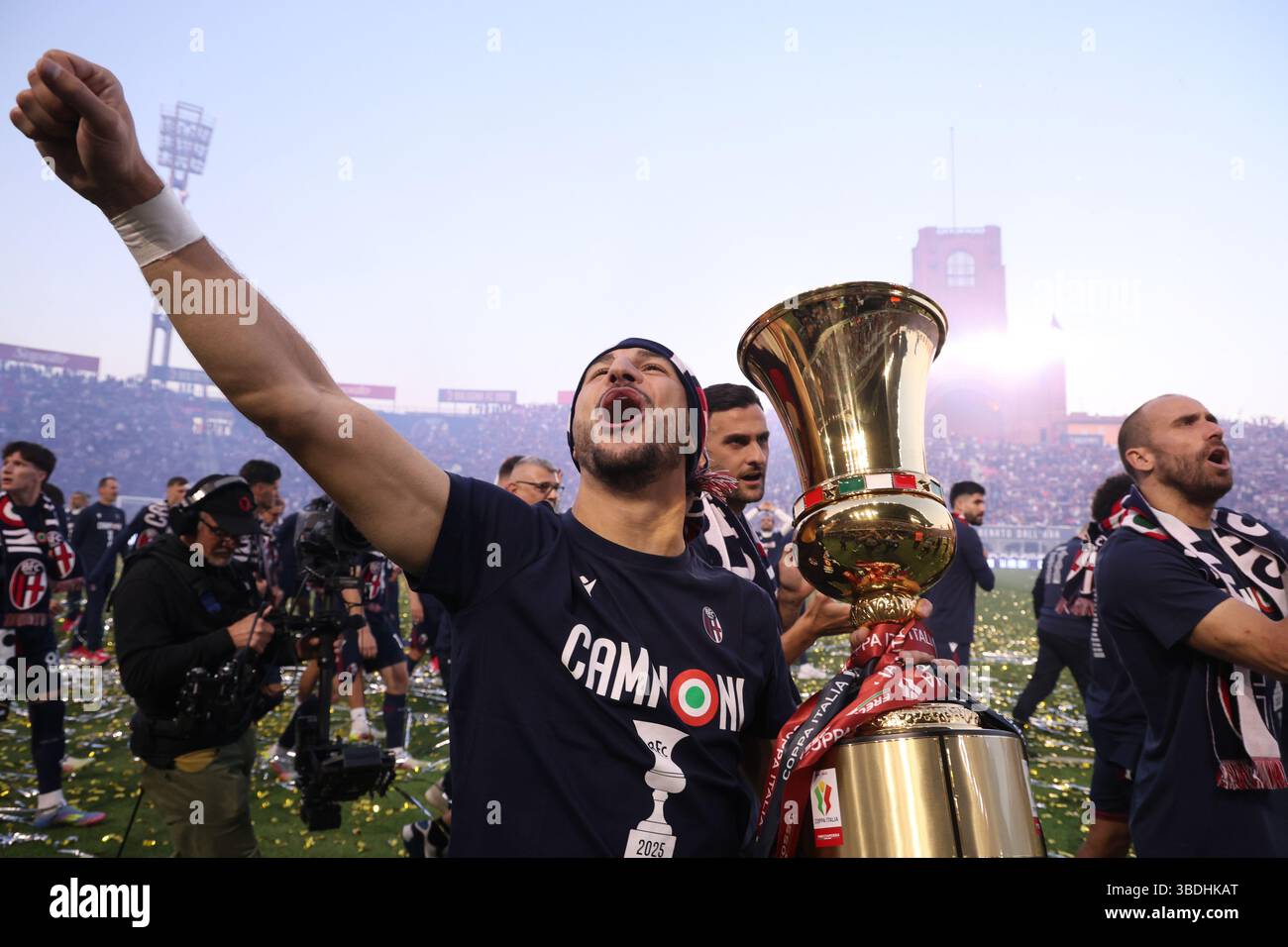Bologna, Italia. 24th May, 2025. the bologna team celebrates with the ...