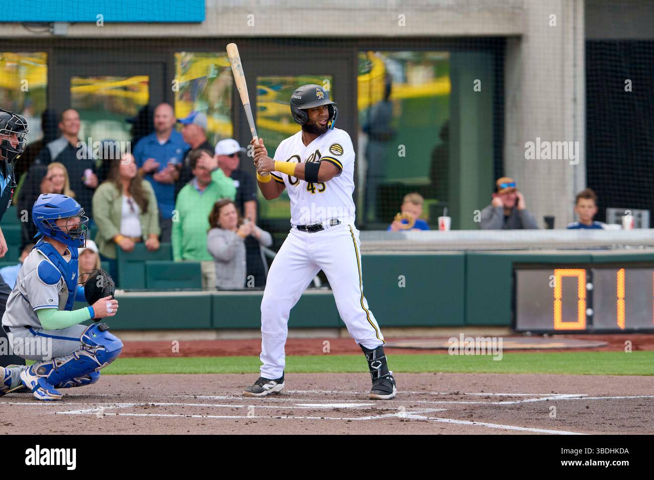 Chuckie Robinson (45) of the Salt Lake Bees at bat against the Omaha ...