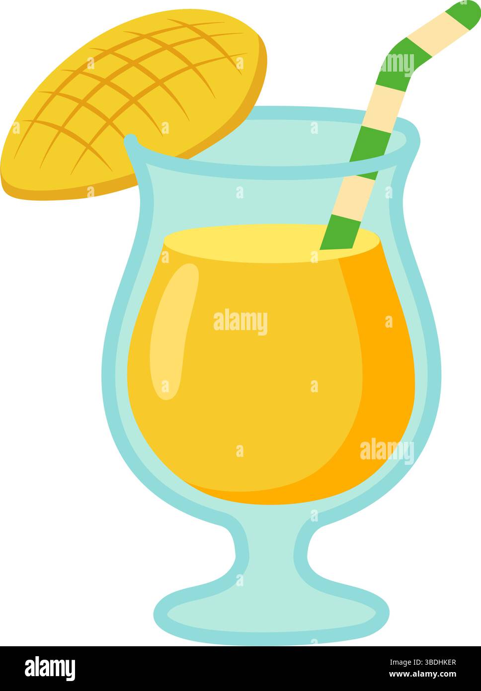 A flat vector illustration of colourful summer mango cocktail Stock ...