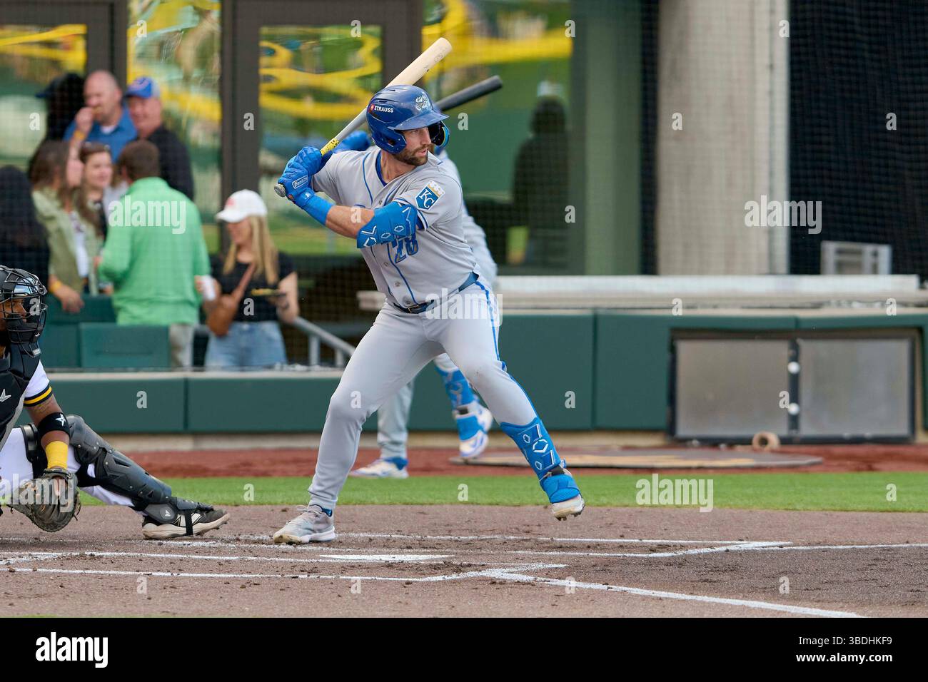 Tyler Gentry (28) of the Omaha Storm Chasers at bat against the Salt ...