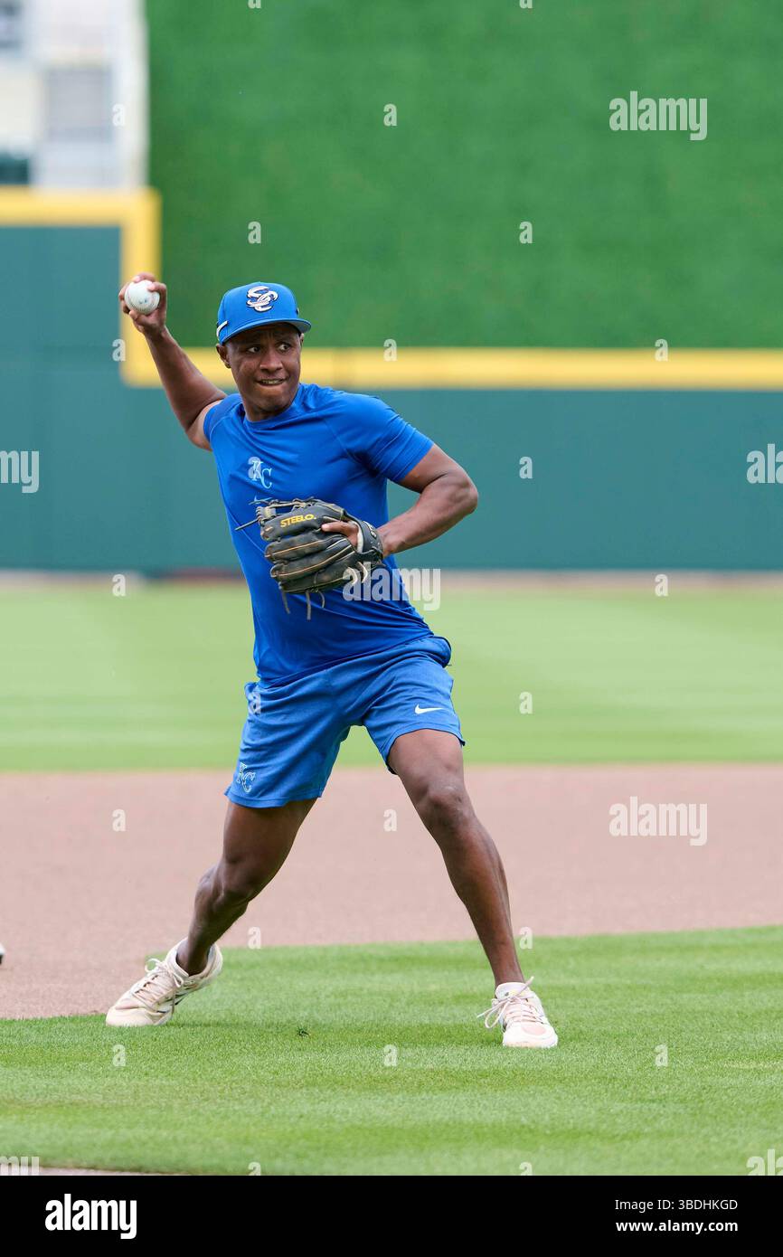 Tyler Tolbert (3) of the Omaha Storm Chasers before the game against ...